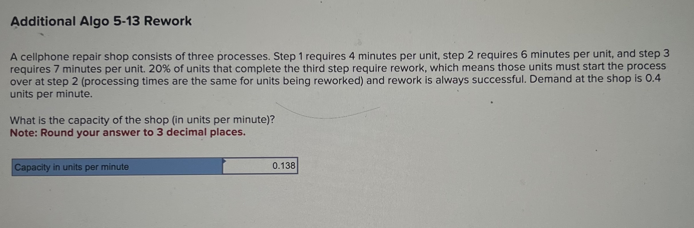 Solved Additional Algo 5-13 ﻿ReworkA cellphone repair shop | Chegg.com