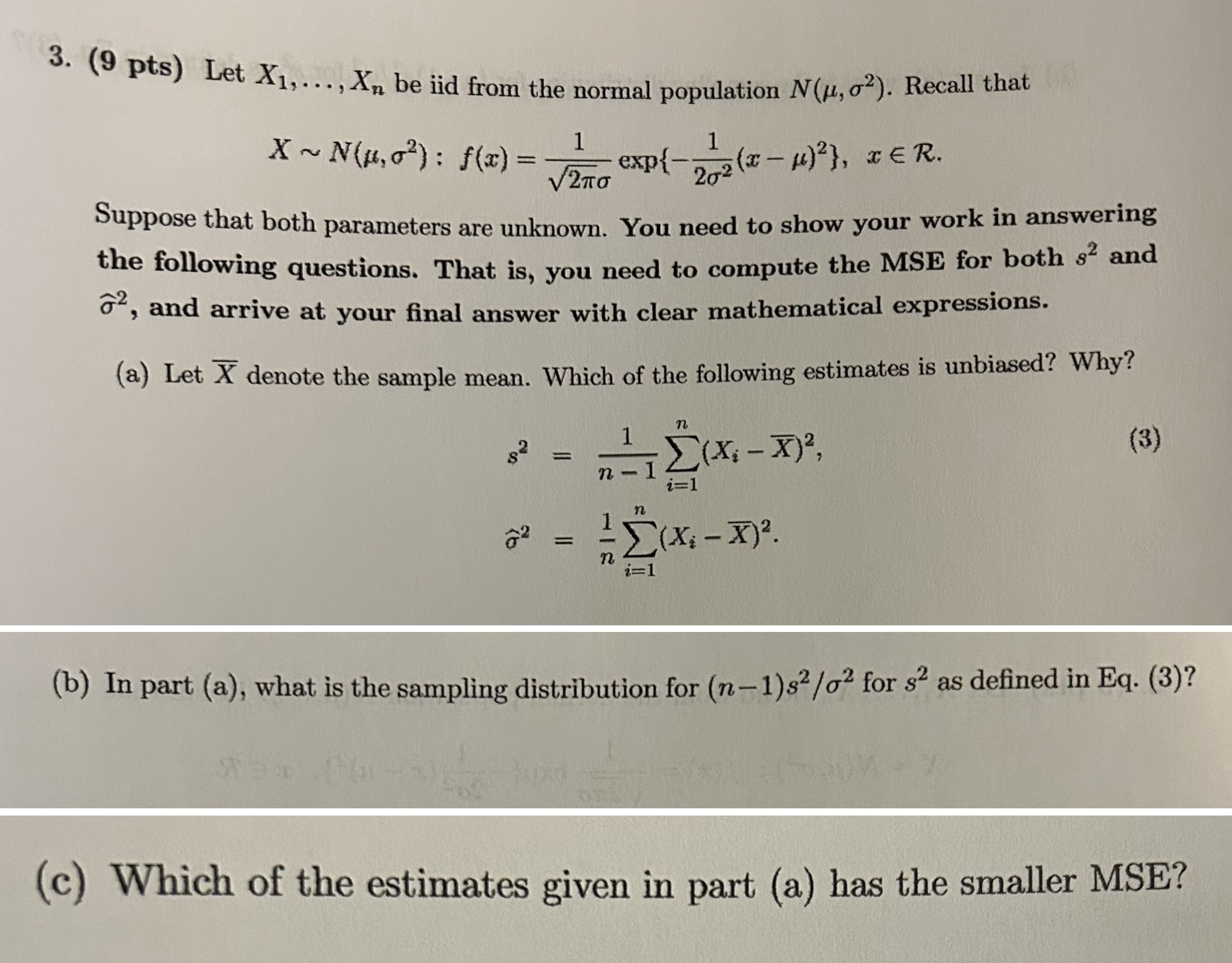 Solved (b) ﻿In part (a), ﻿what is the sampling distribution | Chegg.com
