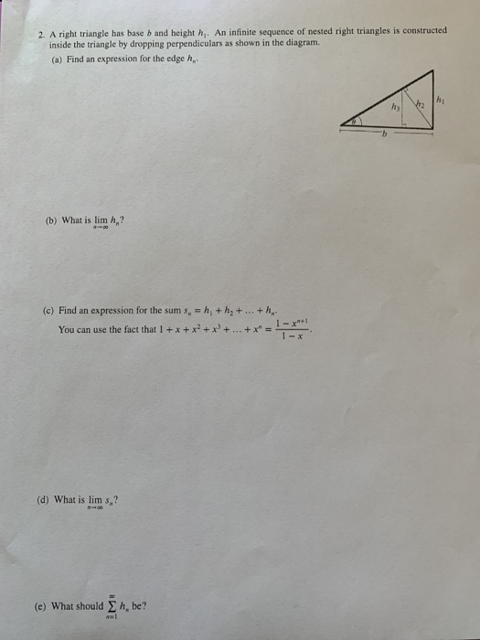 Solved 2. A right triangle has baseb and height h. An | Chegg.com