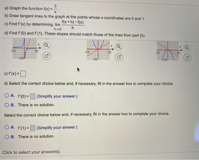 Solved a) Graph the function f(x) -- b) Draw tangent lines | Chegg.com