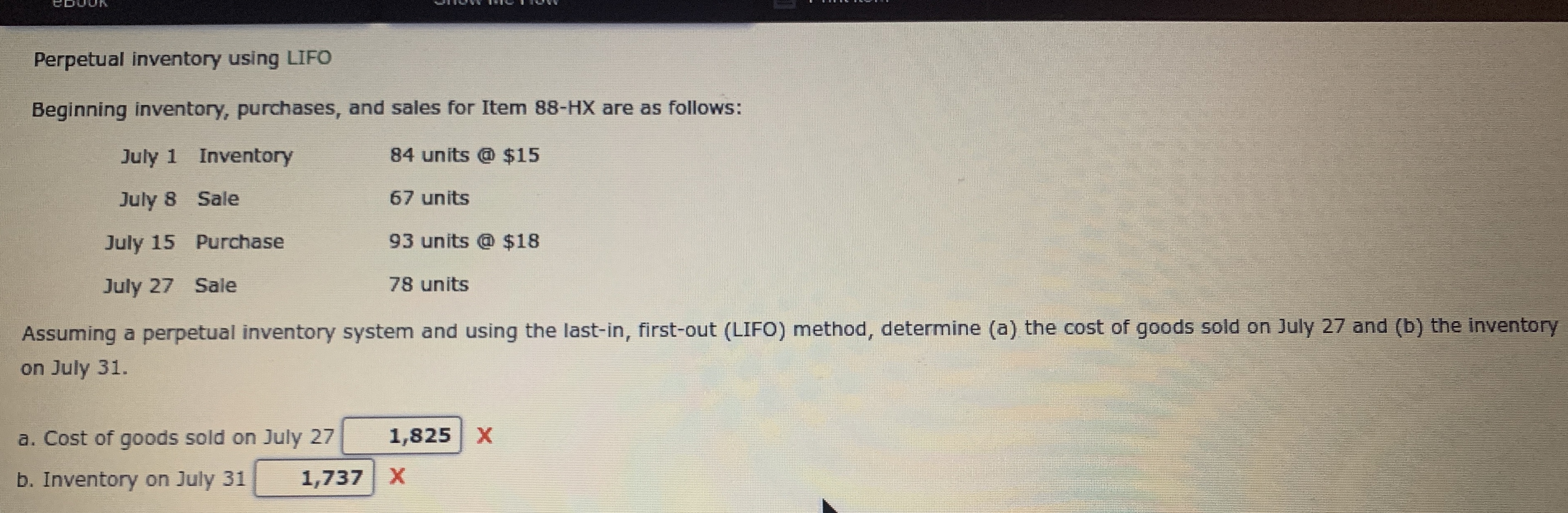 Solved Perpetual inventory using LIFOBeginning inventory, | Chegg.com