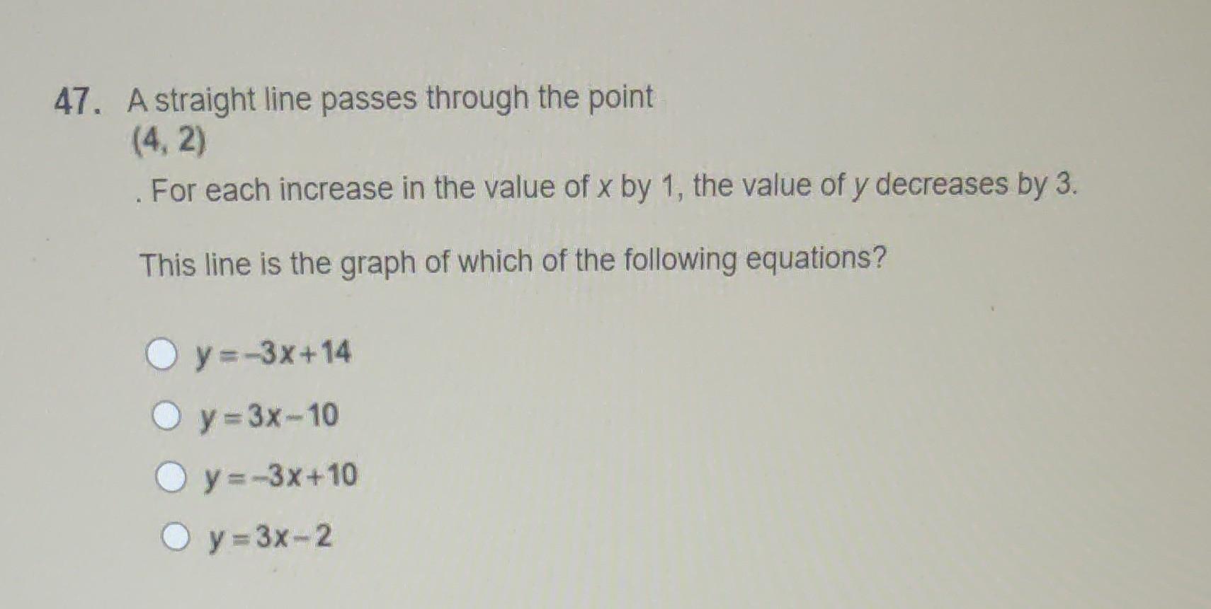 Solved A straight line passes through the point (4,2) For | Chegg.com