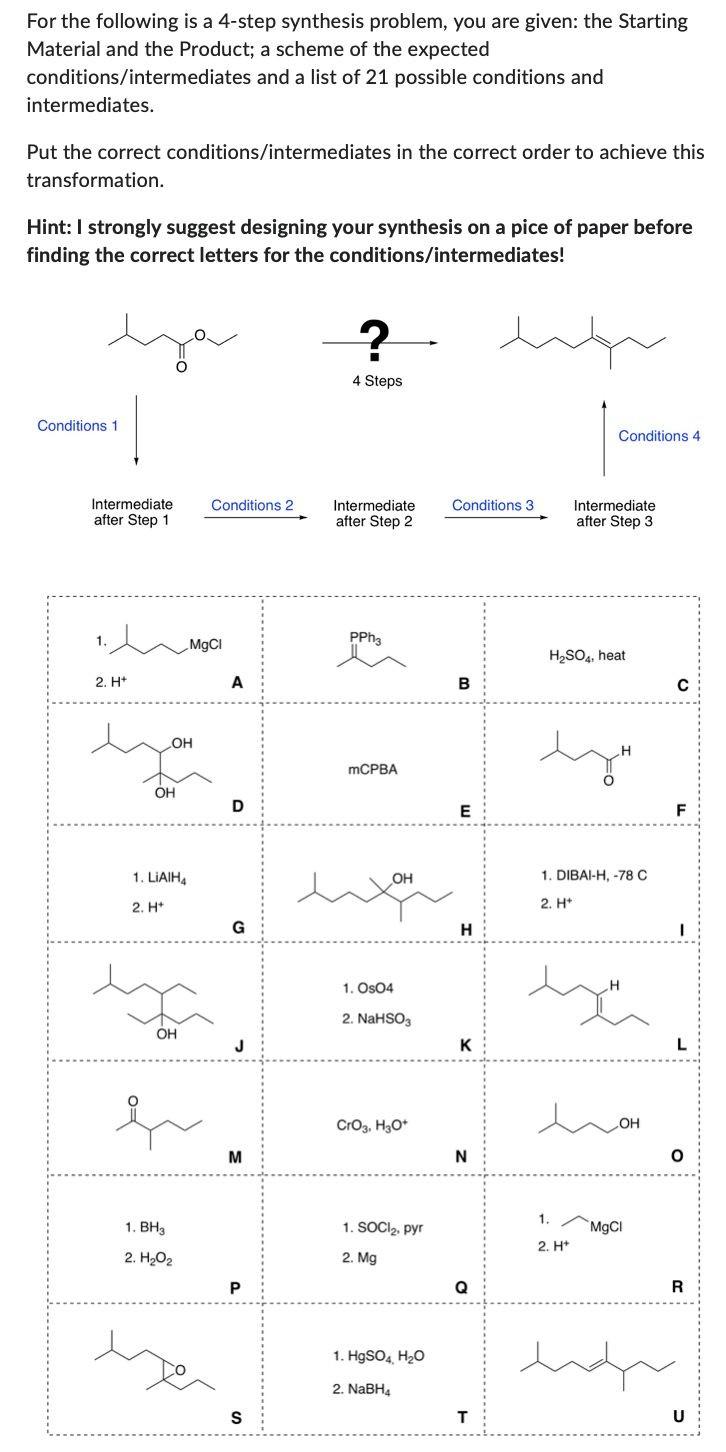 Solved For the following is a 4-step synthesis problem, you | Chegg.com