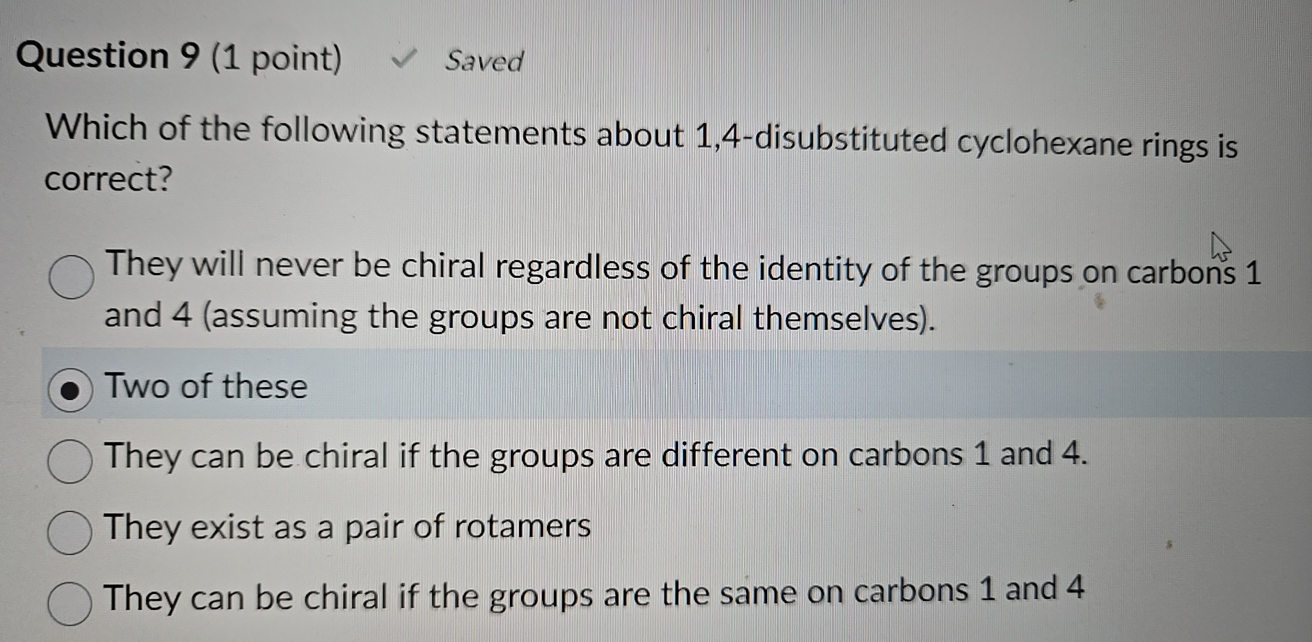 Solved Question 9 (1 ﻿point) ﻿SavedWhich of the following | Chegg.com
