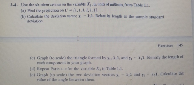 Solved 3.4. ﻿Use the six observations on the variable x1, | Chegg.com