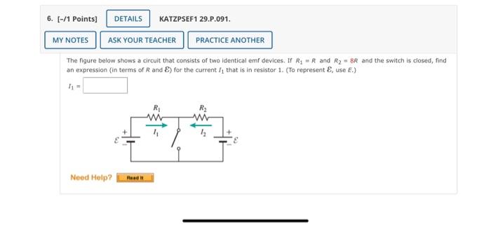 Solved 6. (-/1 Points) MY NOTES DETAILS KATZPSEF1 29.P.091 | Chegg.com Solved 6. (-/1 Points) MY NOTES DETAILS KATZPSEF1 29.P.091 | Chegg.com
