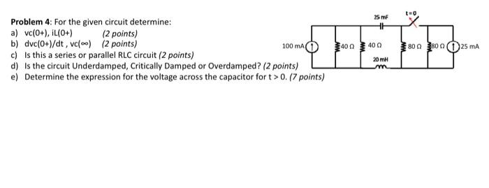 Solved Problem 4: For the given circuit determine: a) | Chegg.com