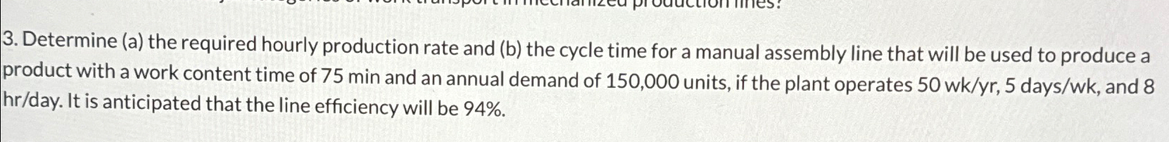 Solved Determine (a) ﻿the required hourly production rate | Chegg.com