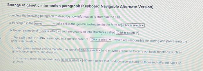 Solved Storage of genetic information paragraph (Keyboard | Chegg.com