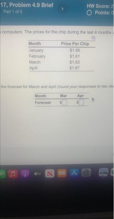 Solved using a two month moving average calculate the | Chegg.com