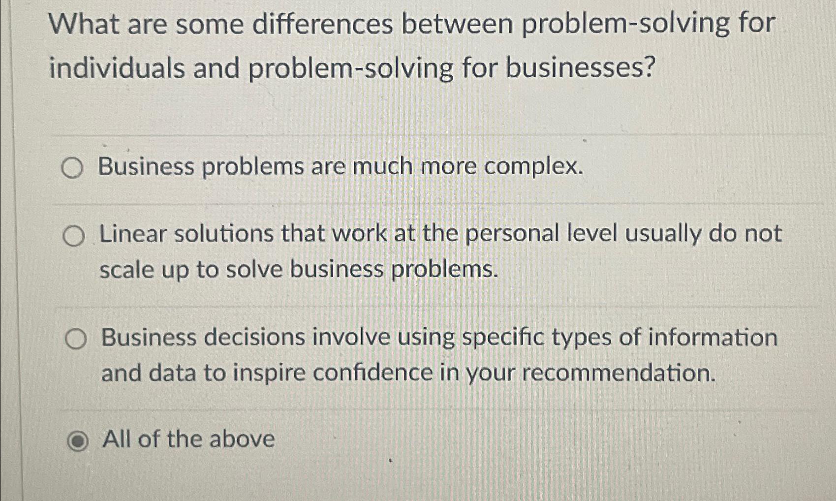 Solved What are some differences between problem-solving for | Chegg.com