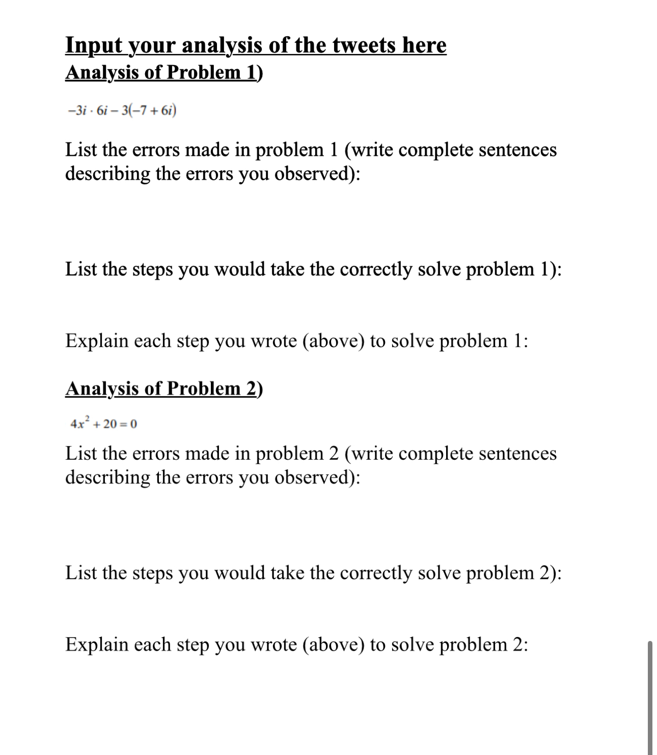 Solved Input your analysis of the tweets hereAnalysis of | Chegg.com