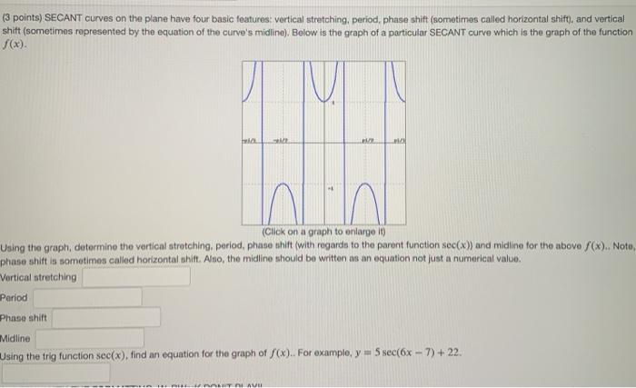 Solved (3 points) SECANT curves on the plane have four basic | Chegg.com