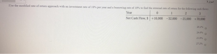 Solved مالی Use the modified rate of return approach with an | Chegg.com
