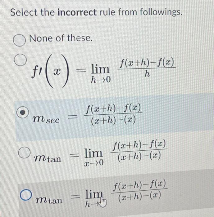 Solved Select the incorrect rule from followings. None of | Chegg.com