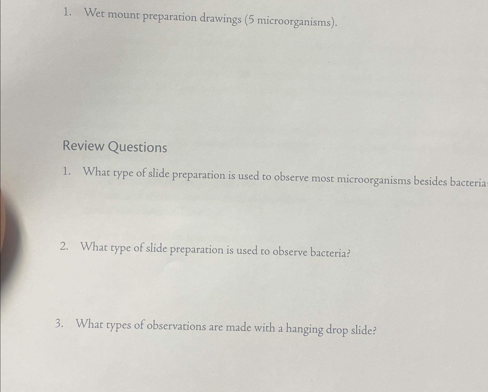 Solved Wet mount preparation drawings (5 | Chegg.com