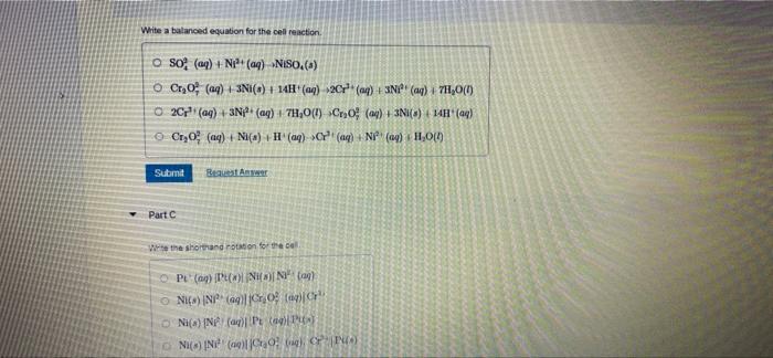 Solved Part A Consider the following galvanic el Identity | Chegg.com