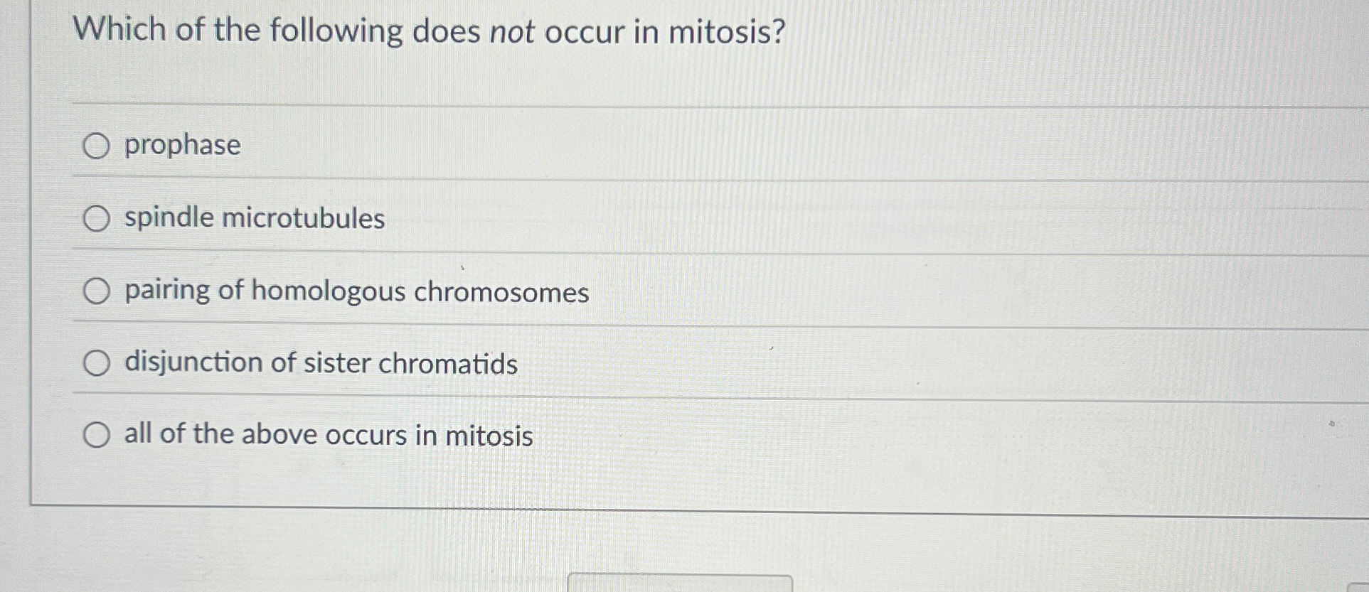 Solved Which of the following does not occur in | Chegg.com