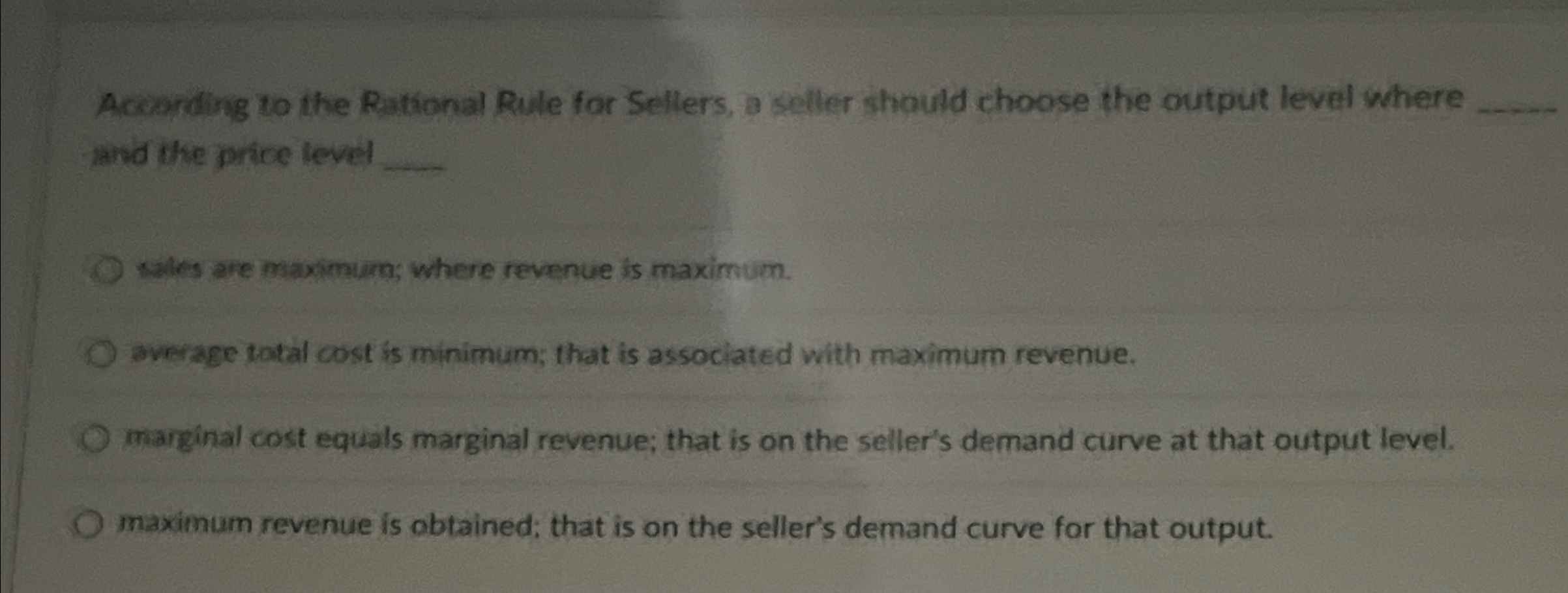 Solved According to the Rutional Rule for Sellers, a seller | Chegg.com