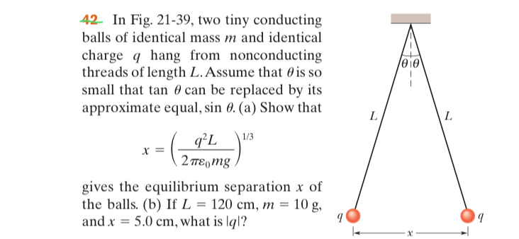 Solved In Fig. 21-39, ﻿two tiny conducting balls of | Chegg.com