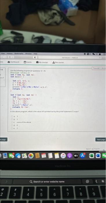 Solved Hincluse intato N, int maino Int f (int +3, int ib) । | Chegg.com