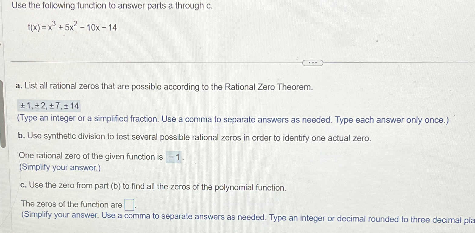 Solved Use the following function to answer parts a through | Chegg.com
