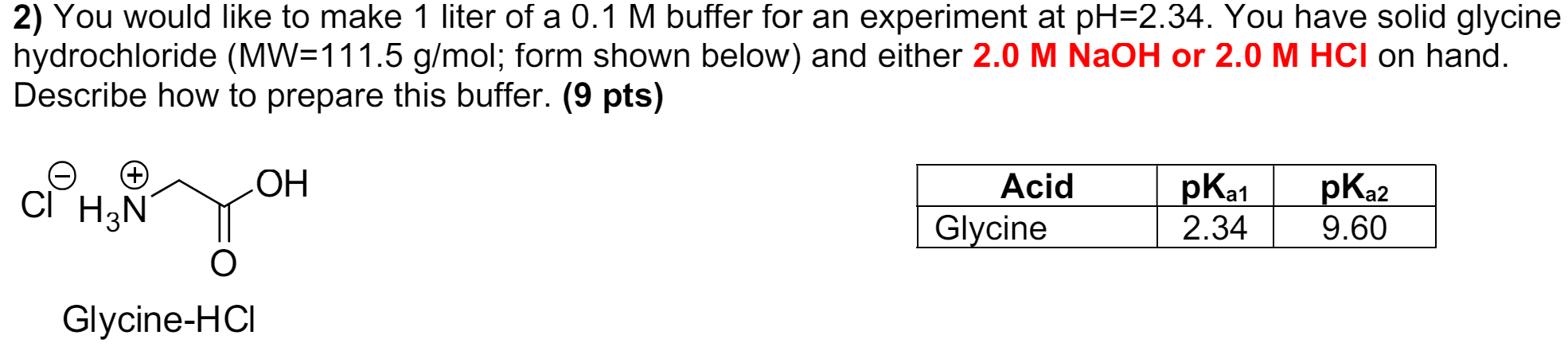 Solved You would like to make 1 ﻿liter of a 0.1M ﻿buffer for | Chegg.com