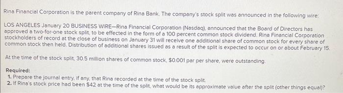 Solved Prepare the journal entry, if any, that Rina recorded | Chegg.com