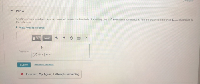 Solved Unlike the idealized voltmeter, a real voltmeter has | Chegg.com