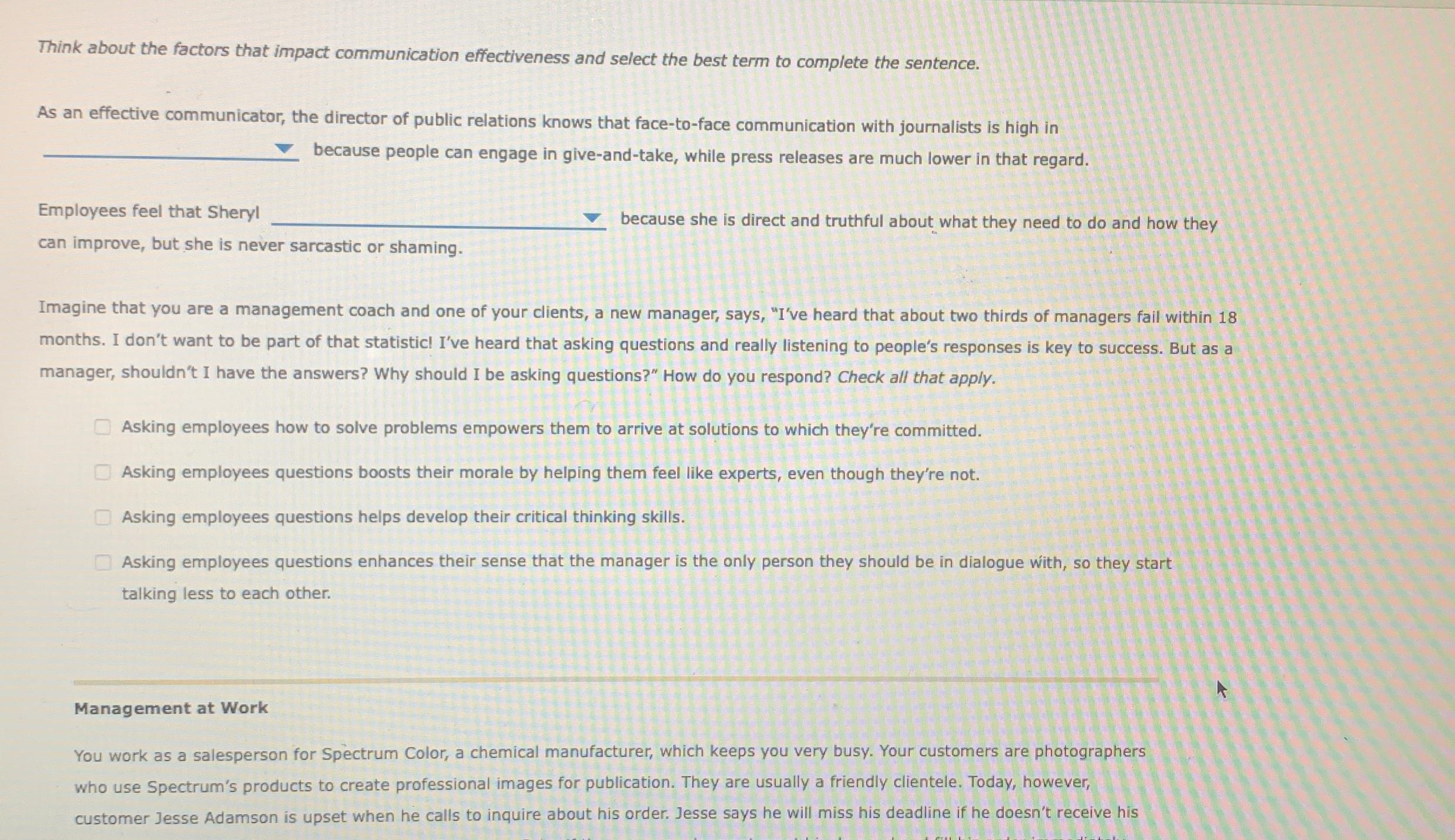 Solved Think about the factors that impact communication | Chegg.com