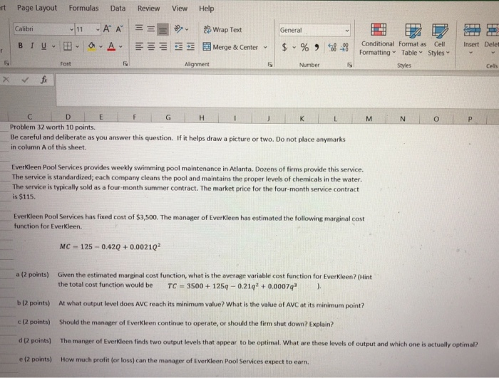 Solved at Page Layout Formulas Data Review View Help General | Chegg.com