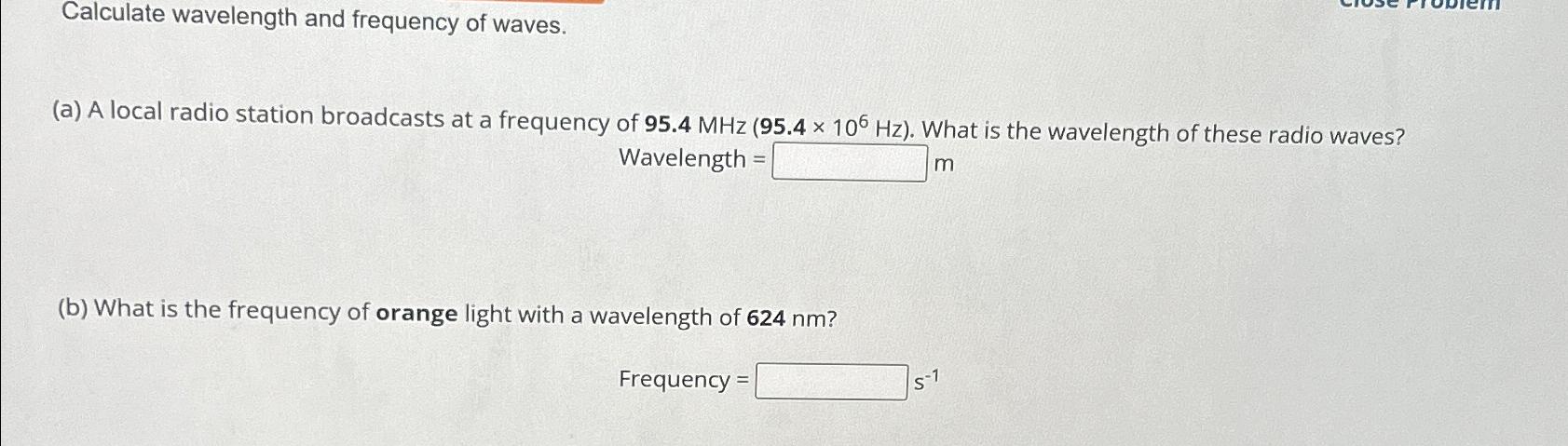 Solved Calculate wavelength and frequency of waves.(a) ﻿A | Chegg.com