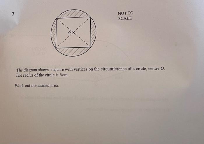 Solved 7 NOT TO SCALE The diagram shows a square with | Chegg.com