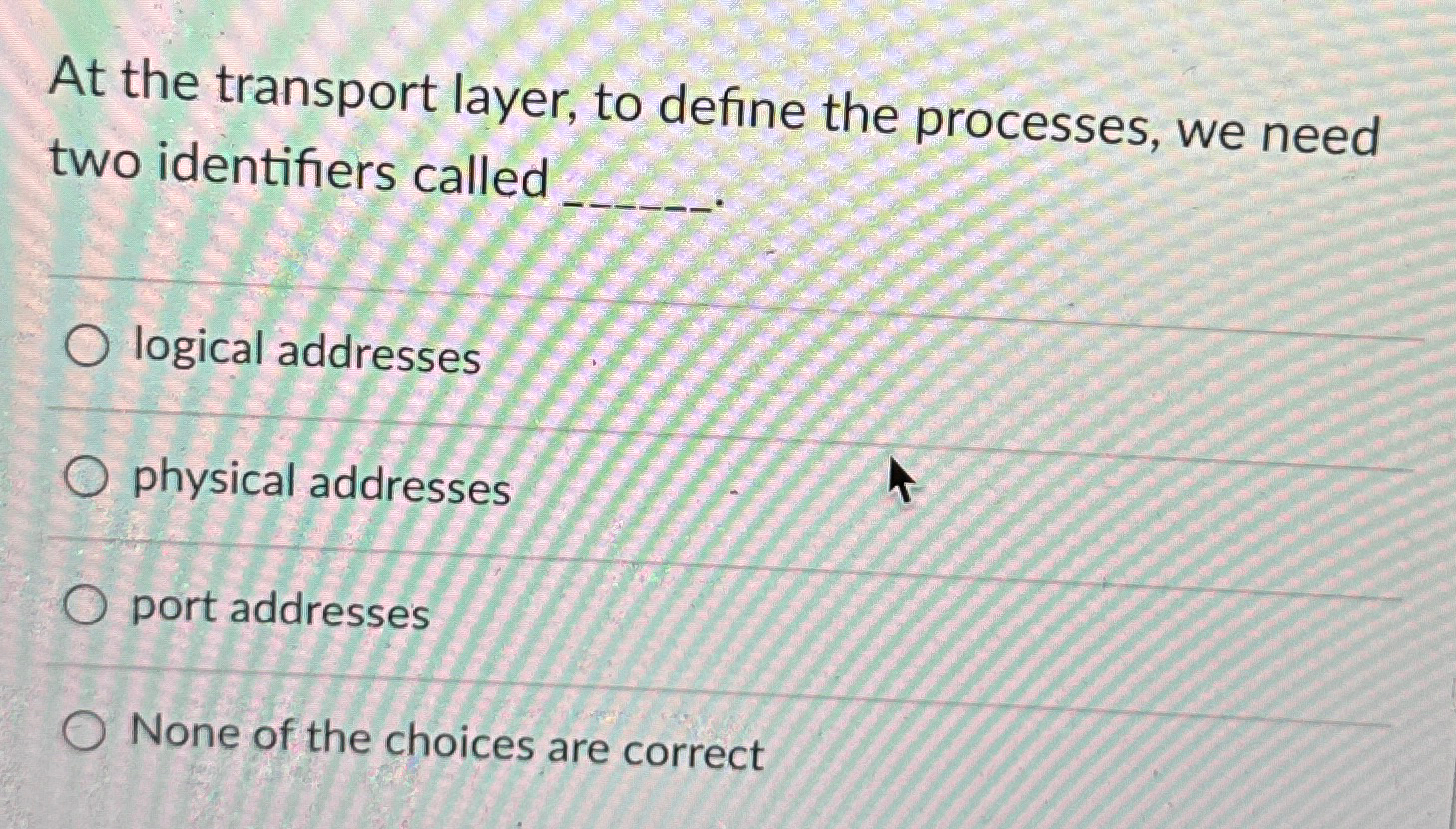 Solved At the transport layer, to define the processes, we | Chegg.com