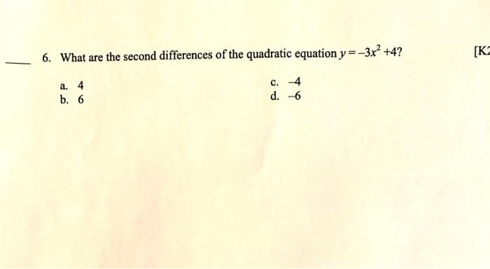 Solved 6. What are the second differences of the quadratic | Chegg.com