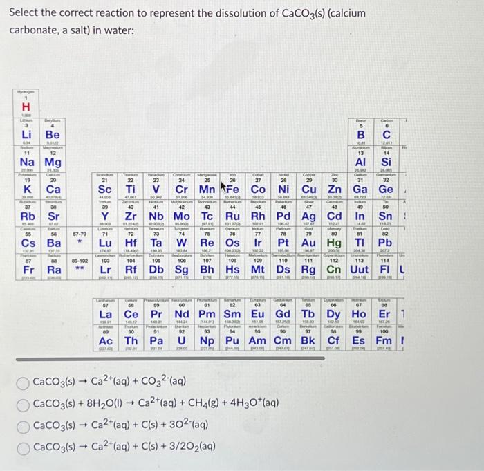 Solved Select the correct reaction to represent the | Chegg.com