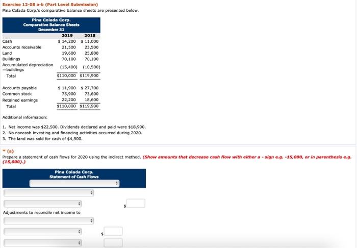 Solved Exercise 12-08-b (Part Level Submission) Pina Colada | Chegg.com