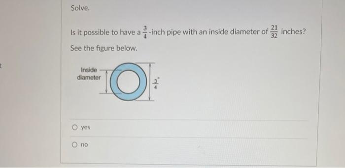 Solved is is possible to have a 3/4-inch pipe with an inside | Chegg.com