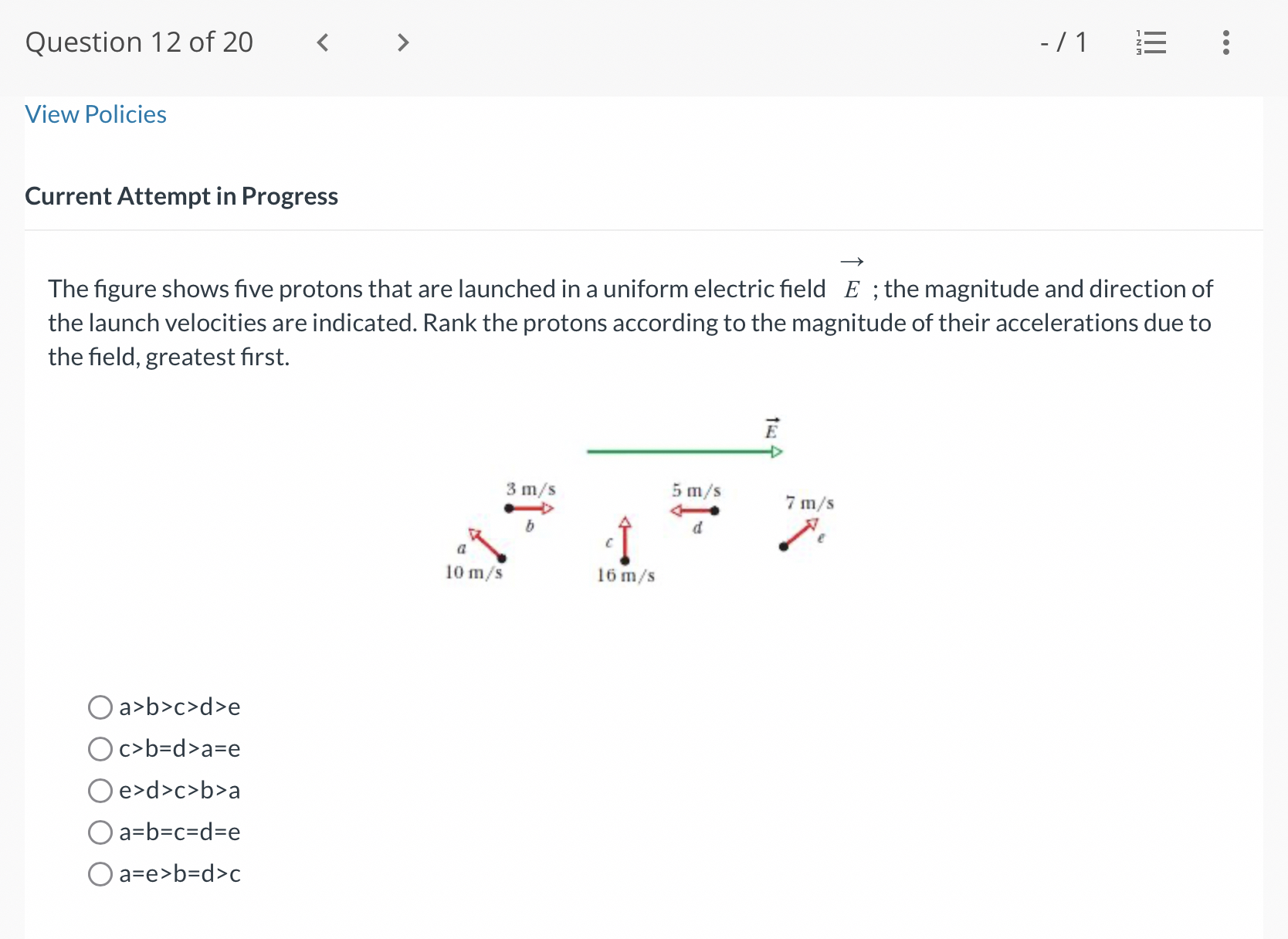 Solved Question 12 ﻿of 20-1View PoliciesCurrent Attempt in | Chegg.com