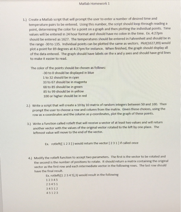 Solved Matlab Homework 1 1 Create A Matlab Script That Will 6605