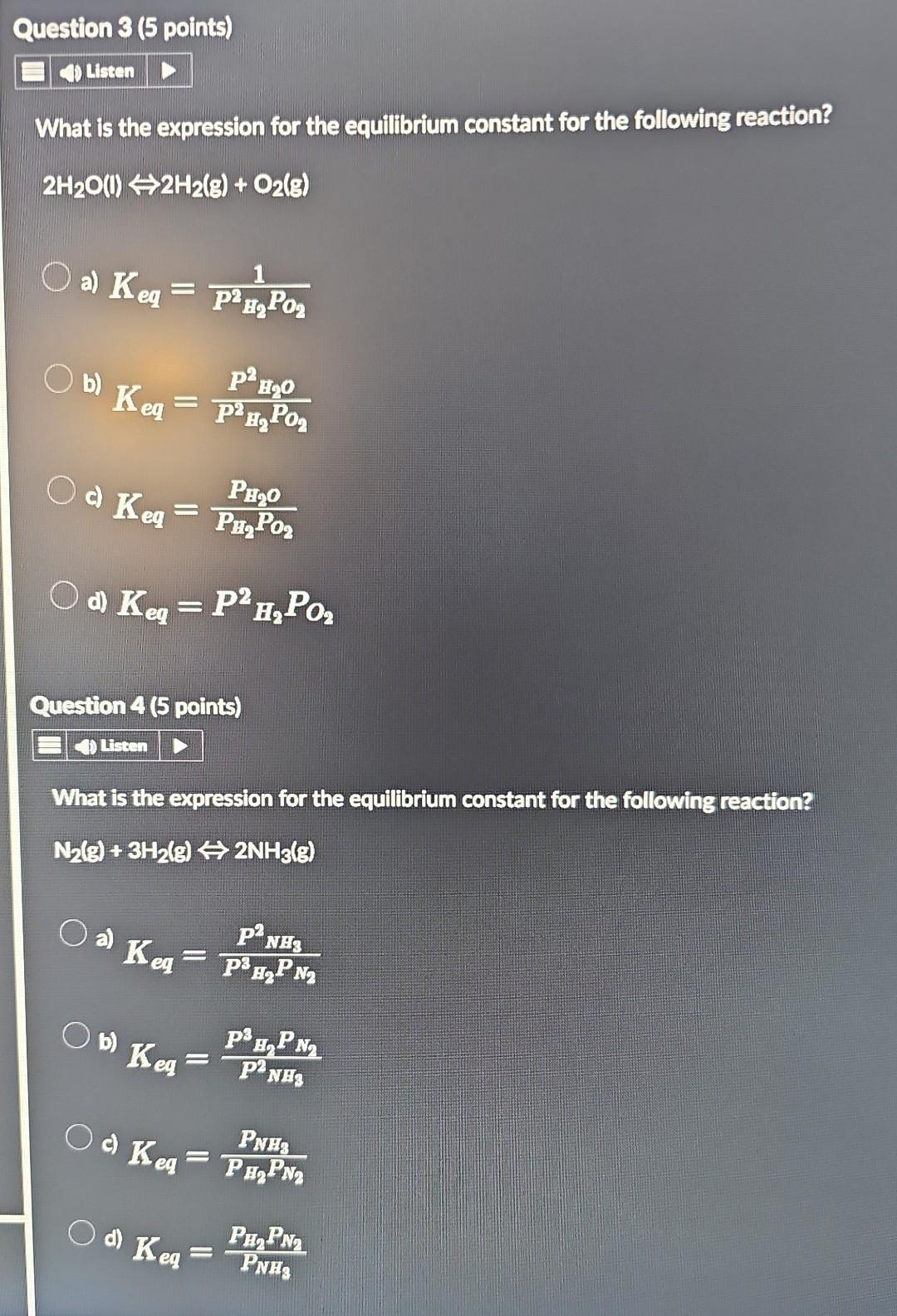 Solved What is the expression for the equilibrium constant | Chegg.com