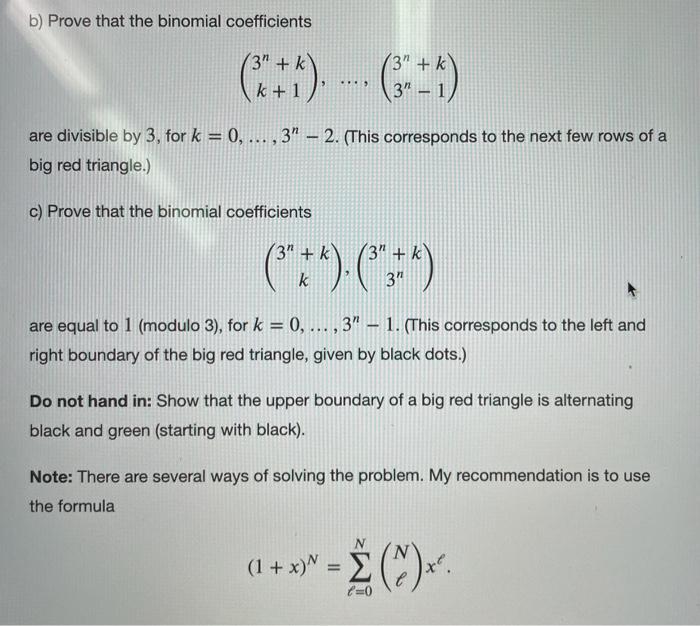 The mod 3 Pascal triangle is obtained by listing the | Chegg.com