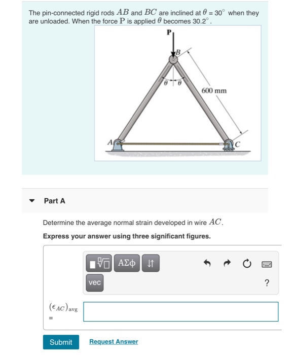 Solved The pin-connected rigid rods AB and BC are inclined | Chegg.com