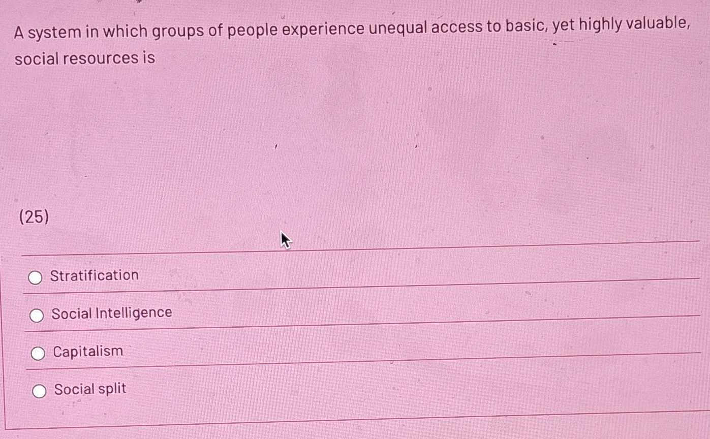 Solved A system in which groups of people experience unequal | Chegg.com