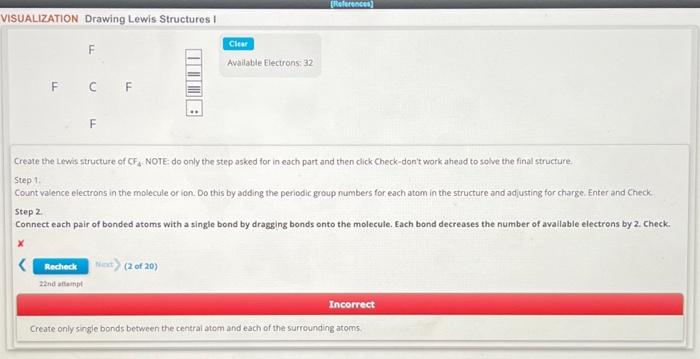 Create the Lewis structure of CF4. NOTE: do only the | Chegg.com
