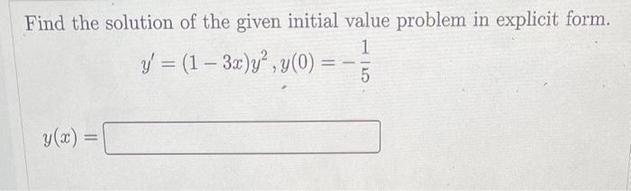Solved Find the solution of the given initial value problem | Chegg.com