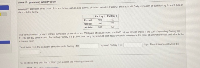 Solved Linear Programming Word Problem A company produces | Chegg.com
