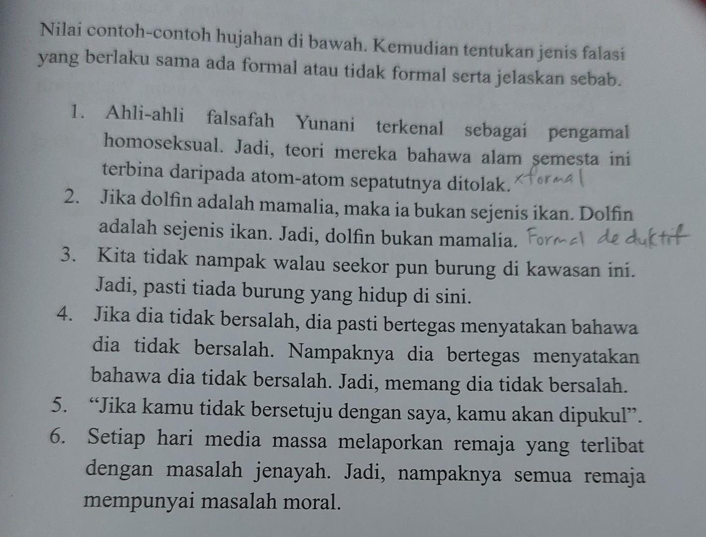 Nilai contoh-contoh hujahan di bawah. Kemudian | Chegg.com