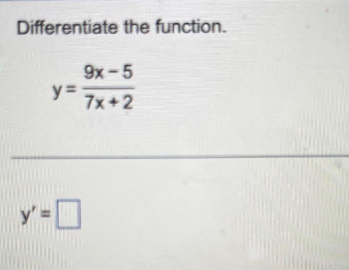 Solved Differentiate the function. f(x)=8x5(x4−9) | Chegg.com