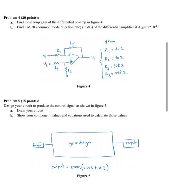 Solved Problem 4 (20 points): a. Find close loop gain of the | Chegg.com